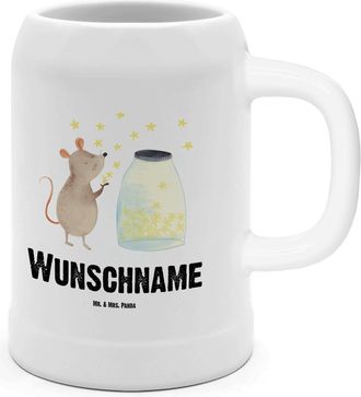 Mr. & Mrs. Panda Bierkrug Personalisiert Maus Sterne - Personalisierte Geschenke, Personalisierter, Tiere, Steinkrug, Geburt, mit Namen, Schwangerschaft, Wunsch, Gebur