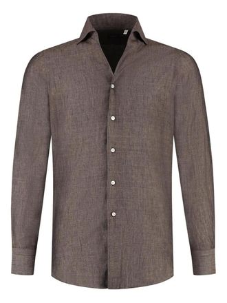 Finamore chemise en lin - Marron