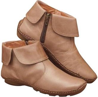 Generic Bottines pour femme - &Agrave; talon bas - Imperm&eacute;ables - Antid&eacute;rapantes - Coupe large - Fermeture &eacute;clair lat&eacute;rale - Bout pointu unique - Pour le travail au 