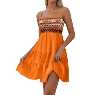 Generic Robe d&eacute;t&eacute; d&eacute;contract&eacute;e pour femme avec imprim&eacute; floral, &eacute;paules d&eacute;nud&eacute;es, &eacute;t&eacute;, automne, robe de tous les jours et de vacances avec un design &eacute;l&eacute;gant, t