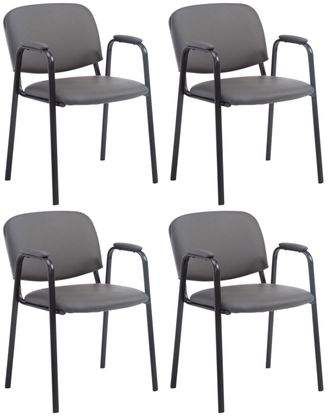 Clp 4er Set Besucherstühle Ken Pro Mit Metallgestell Und Kunstlederbezug I Konferenzstühle Mit Metallgestell Und Rückenlehne, Farbe:grau