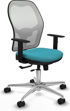 Piqueras y Crespo Schreibtischstuhl aus Stoff mit 1D-Armen, h&ouml;henverstellbare Lendenwirbelst&uuml;tze, ausgestattet mit Syncro/Traslack und eingespritztem Schaum. Mit Rollen
