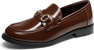Dream Pairs Mocassin Femme Confortables &agrave; Enfiler, Loafer Style Penny avec Mors M&eacute;tal, Chaussures Femme D&eacute;contract&eacute;es Chic pour Travail et Quotidien,Size 39,Brown