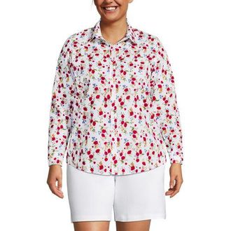 Lands End B&uuml;gelfreie Baumwoll-Bluse, Damen, Gr&ouml;&szlig;e:54 plus, Wei&szlig;, Baumwolle, by Lands End