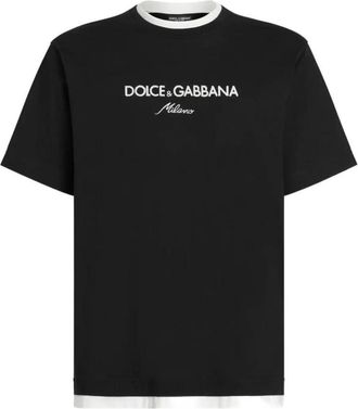 Dolce & Gabbana Homme, Tops, Noir, Taille: 2XL Milano Logo T-Shirt