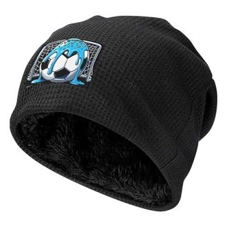 Ahdyr Bonnet en Maille gaufr&eacute;e Soccer Drip Game Day, Polaire, Chaud et Chaud pour lhiver, pour Hommes et Femmes, Noir