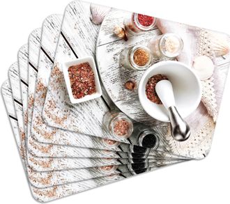 MG Design Set aus 6 Kork-Platzsets - Spices 11 - 30 x 40 cm - hitzebest&auml;ndig & abwischbar, mit Korkr&uuml;ckseite