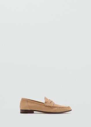 Mango Mocassins d&eacute;coupe cuir nubuck beige - Femme - 36 - MANGO