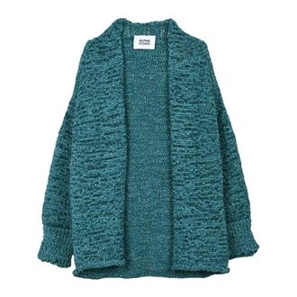 Alpha Studio Femme, Pulls, Vert, Taille: 38 FR Cardigan Nastro Intrecciato