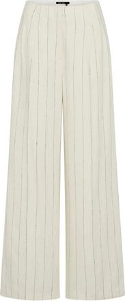 Marc Aurel Femme, Pantalons, Beige, Taille: 44 FR Pantalon en Viscose et Lin &agrave; Fines Rayures