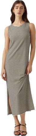 Vero Moda Damen Vmfiona Sl O-neck Dress Vma Noos Maxikleid, Birke/Streifen: Schwarz, S EU