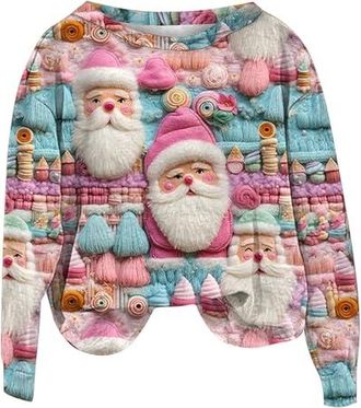 Generic 2025 Sweat de Noel Femme Pull Noel Rigolo Imprim&eacute; Hiver Pull No&euml;l Femme Drole Pullover De No&euml;l Femmes Moche Ugly Pulls Noels Rigolo Sweat Polaire Femm