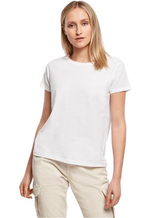 Build Your Brand Damen Box Tee - Locker geschnittenes T-Shirt im kastigen Schnitt, aus Single Jersey, perfekt für Streetstyle & Veredelung, White, 4XL