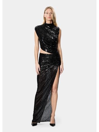 Amazu&igrave;n Womens Long Dress With Sequins Black Polyester