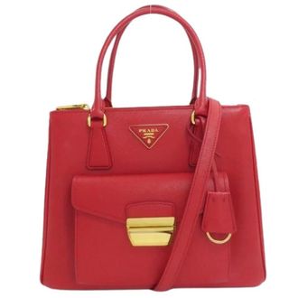 Prada Sac &agrave; main Vintage Saffiano Pre-owned - Femme - Pre-owned - Rouge - Taille: ONE Size