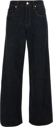 Brunello Cucinelli Femme, Jeans, Noir, Taille: 38 FR Jean &Eacute;vas&eacute; &agrave; Surpiq&ucirc;res Contrast&eacute;es