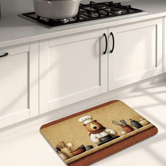 Generic Küchenmatten mit niedlichem Bärenmotiv, fantasievolles Cartoon-Design, weiche Matten, gepolstert, bequem, waschbar, rutschfest, Dekor-Teppiche für Küc