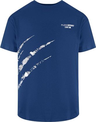 Plein Sport Kurzarm Scratch Logo T-Shirt in Dunkelblau