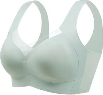 Generic Soutien-gorge pour femme 2026 sans couture pour l&eacute;t&eacute; fin grande taille style gilet int&eacute;gr&eacute; bonnet fixe poitrine petit fronc&eacute;, vert clair, L