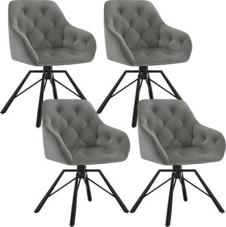 Woltu Esszimmerstühle drehbar 4er Set, armlehnstühle 360° drehbar, Essstühle, Küchenstühle, Polsterstühle, Armlehnstühle für Esszimmer, Wohnzimmer, mit Meta