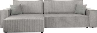 Mirjan24 Ecksofa Kobaro Cord Maxi Sofa Eckcouch Couch mit Schlaffunktion und Bettkasten Ottomane Universal, L-Form Couch Schlafsofa Bettsofa Farbauswahl (Poso 