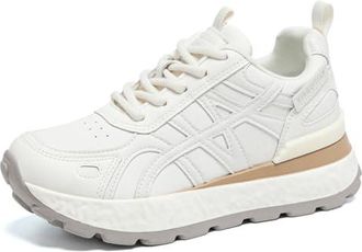 Generic Baskets Compens&eacute;es pour Femme, Chaussures De Tennis &Agrave; Plateforme &Eacute;l&eacute;gantes, Lacets Antid&eacute;rapants pour Un Usage Quotidien,Blanc,36 EU