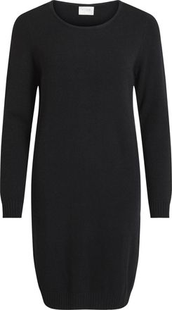 Vila Damen Viril L/S Knit Dress - Noos Kleid,Schwarz,S
