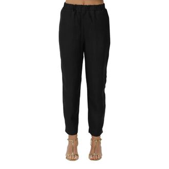 Alpha Studio Leinenhose mit elastischem Bund - - Trousers - Damen - Schwarzk - M