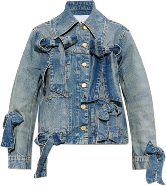 Ganni Femme, Vestes, Bleu, Taille: 38 FR Veste en jean avec noeuds