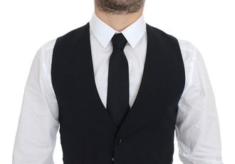 Dolce & Gabbana Mens Blue Wool Formal Dress Vest Gilet