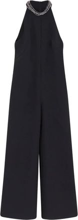 Pinko Pinko, Femme, Combinaisons et Ensembles, Noir, Taille: 38 FR Combinaison Pantalon Large avec Col Ras du Cou Orn&eacute; de Bijoux