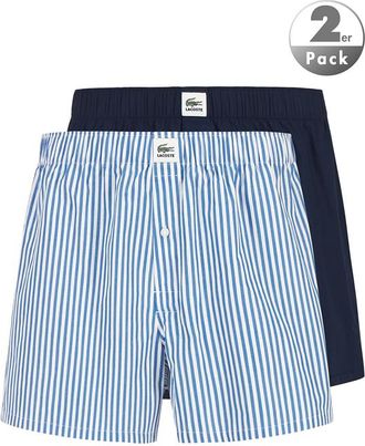 Lacoste Herren Boxershorts blau Reine Baumwolle Gestreift,unifarben