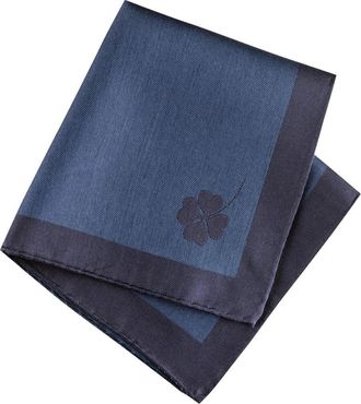 Tom Rusborg Einstecktuch aus Seide mit gesticktem Kleeblatt in