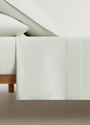 Mango Drap plat enfant en coton lav&eacute; double surpiq&ucirc;re lit 90 cm vert for&ecirc;t - Home - Lit 90 cm - MANGO HOME