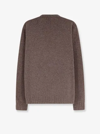 Alysi Womens Sweater V-Neck Wool-Cashmere Brown Merino Wool
