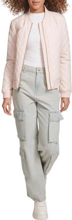 Levi's Damen Gesteppte Bomberjacke, Fronttaschen, Normale Größen Jacke, Peach Blossom Blush, S