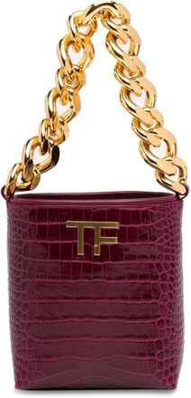 Tom Ford Hobo Bags - Mini Croc-Embossed Chain Bucket Bag - Gr. unisize - in Orange - f&uuml;r Damen