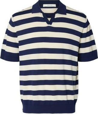 Selected Polo manches courtes ray&eacute; en coton
