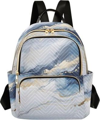 Mnsruu Mini sac à dos pour femme, bleu marbré blanc, petit sac à dos tendance pour femme, sac à dos décontracté, Multi1238, S