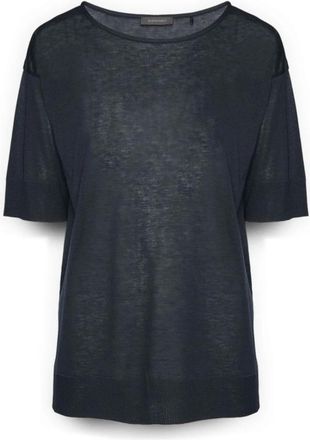 Elena Miro Femme, Tops, Bleu, Taille: 48 FR T-shirt en fil de m&eacute;lange lyocell