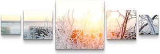Paul Sinus Art Winterlandschaft - FrostLeinwandbild 5 teilig (160x50cm)