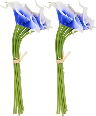 Garneck K&uuml;nstliche Calla Lilien 20 St&uuml;ck Pu Material Lebensecht Wei&szlig; Blau Wiederverwendbar f&uuml;r Brautstr&auml;u&szlig;e Hochzeits und Heimdekoration