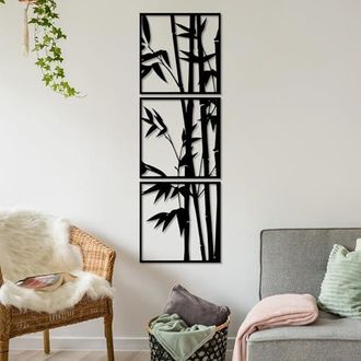 Hanah Home Stylish Decorative Metal Wall Accessory (3 Pieces), Black, 45 x 45 cm | 100% Metal, 1.5 mm Thickness | Easy Wall Mounting, Perfect for Modern Decor