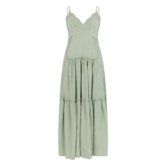 Alberta Ferretti Langes Kleid mit d&uuml;nnen Tr&auml;gern - - Dresses - Damen - Gr&uuml;n - XS