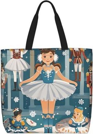 Generic Ballet Casse-Noisette Pour Femmes - Danse De No&euml;l Sac Courses R&eacute;utilisable Sacs L&eacute;ger Sac A Main Femmes Pour Quotidienne Shopping Universit&eacute;