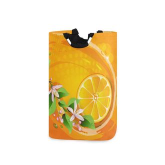 LDIYEU Sommer Orange Gelb Großer Wäschekorb Faltbar Wasserdicht Wäschesammler Vorratsbehälter Laundry Baskets Aufbewahrungskorb für Kinderzimmer Badzimmer