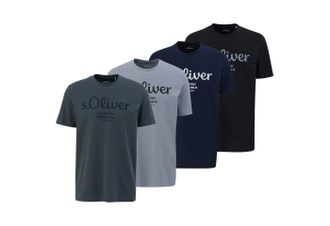 s.Oliver T-Shirt Herren T-Shirt 4er Pack Baumwolle Logo T-Shirt (Packung, 4er Pack)