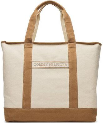 Tommy Hilfiger Handtasche Th Summer Canvas Tote AW0AW17421 Beige