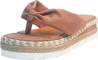 Generic Sandales compens&eacute;es pour femme - Espadrilles plates - Couleur unie - Sandales tendance &agrave; bout ouvert - Respirantes - Chaussures de marche souples - Ch