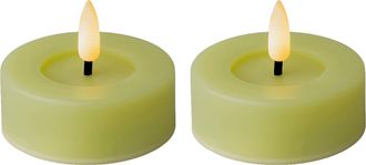 Lumineo LED Teelichter mit Timer 6,5x5cm 2 St&uuml;ck - Outdoorkerzen batteriebetrieben mit 6 Stunden Timerfunktion - Flammenlose Kerzen als Outdoor Tischkerzen De